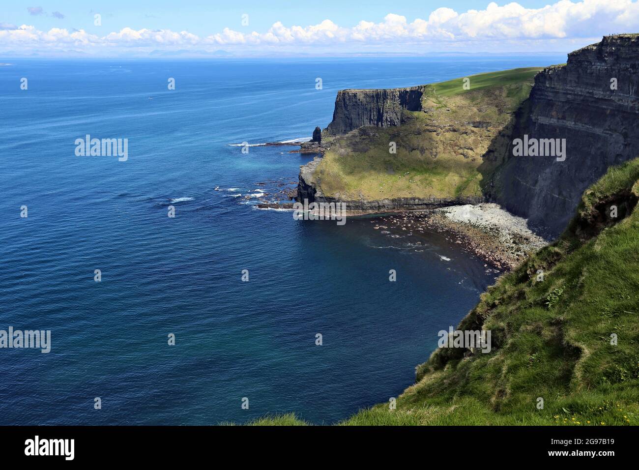A mesmerizing view of the Cliffs of Moher under the cloudy blue sky in ...