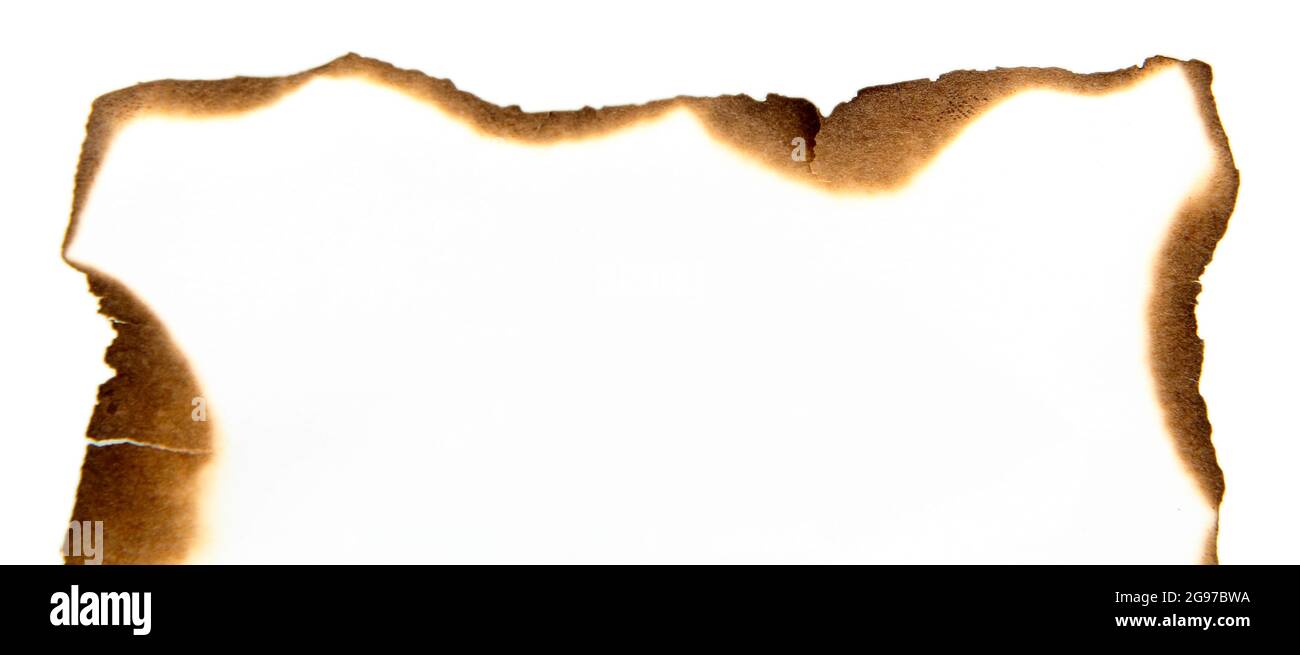 Burnt paper isolated on white Stock Photo - Alamy