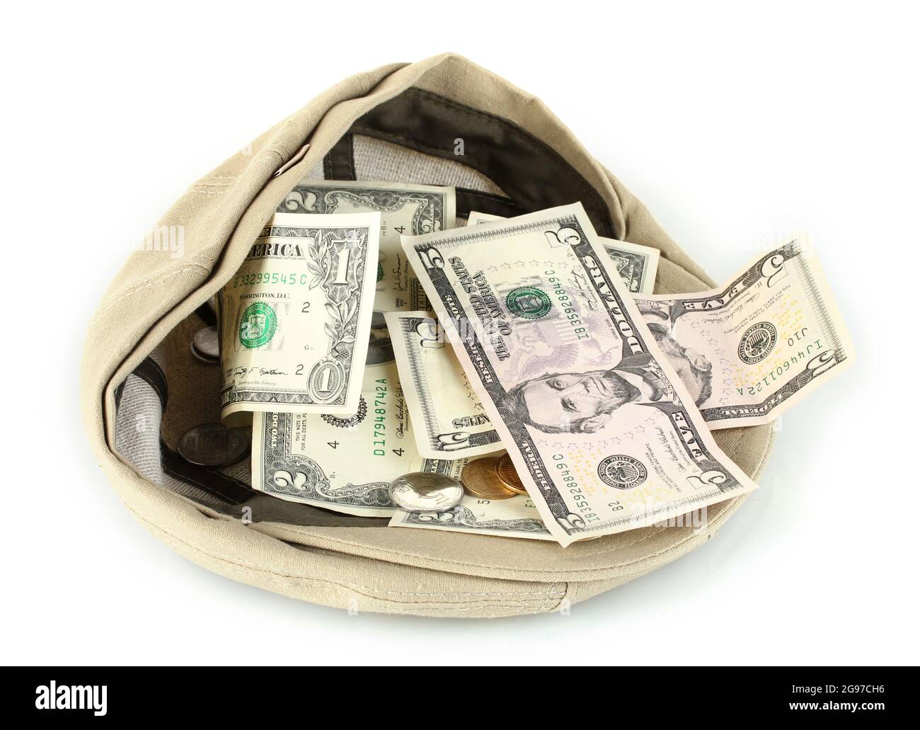 cap with money on a white background Stock Photo - Alamy