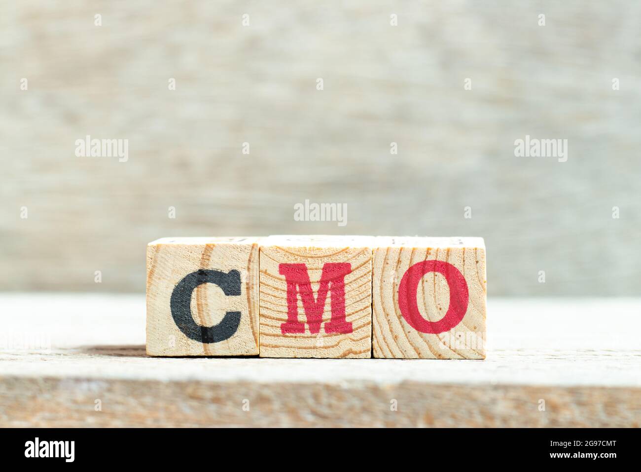 Alphabet letter block in word CMO (Abbreviation of Chief Marketing ...