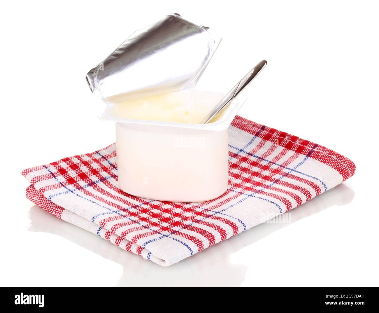 Yogurt isolated on white Stock Photo - Alamy