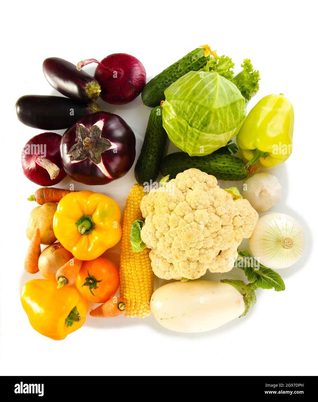 Bright colorful vegetables isolated on white background Stock Photo - Alamy
