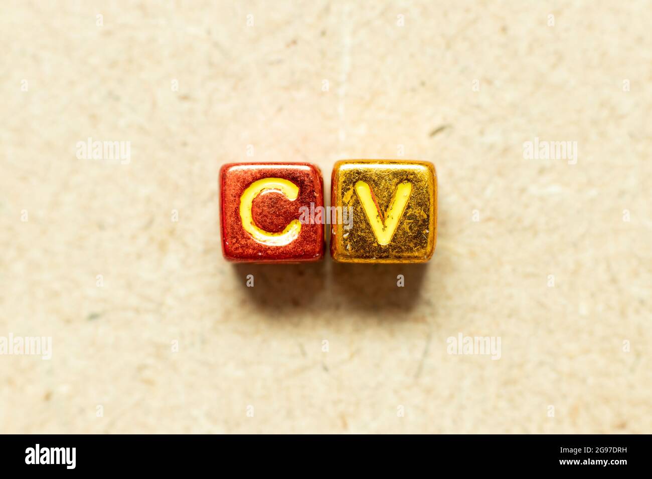 Metallic color alphabet letter block in word CV (Abbreviation of ...