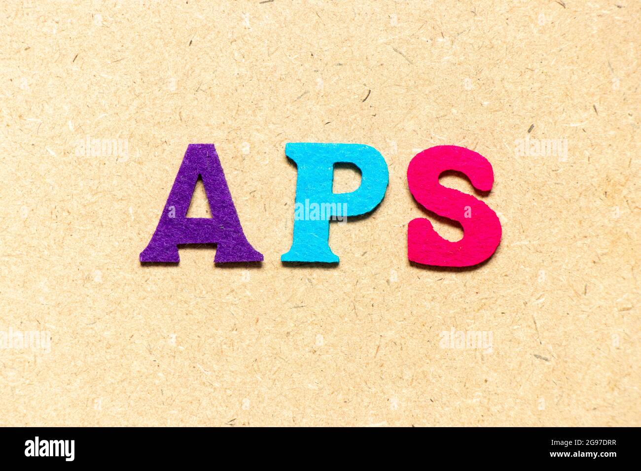 Color cloth alphabet letter in word APS (Abbreviation of Account ...