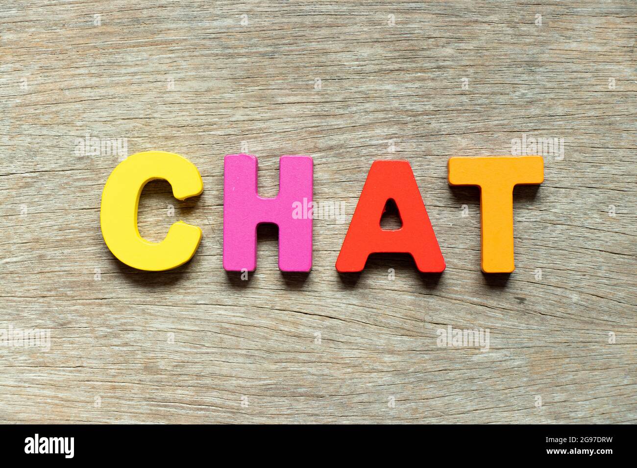Color alphabet letter in word chat on wood background Stock Photo - Alamy
