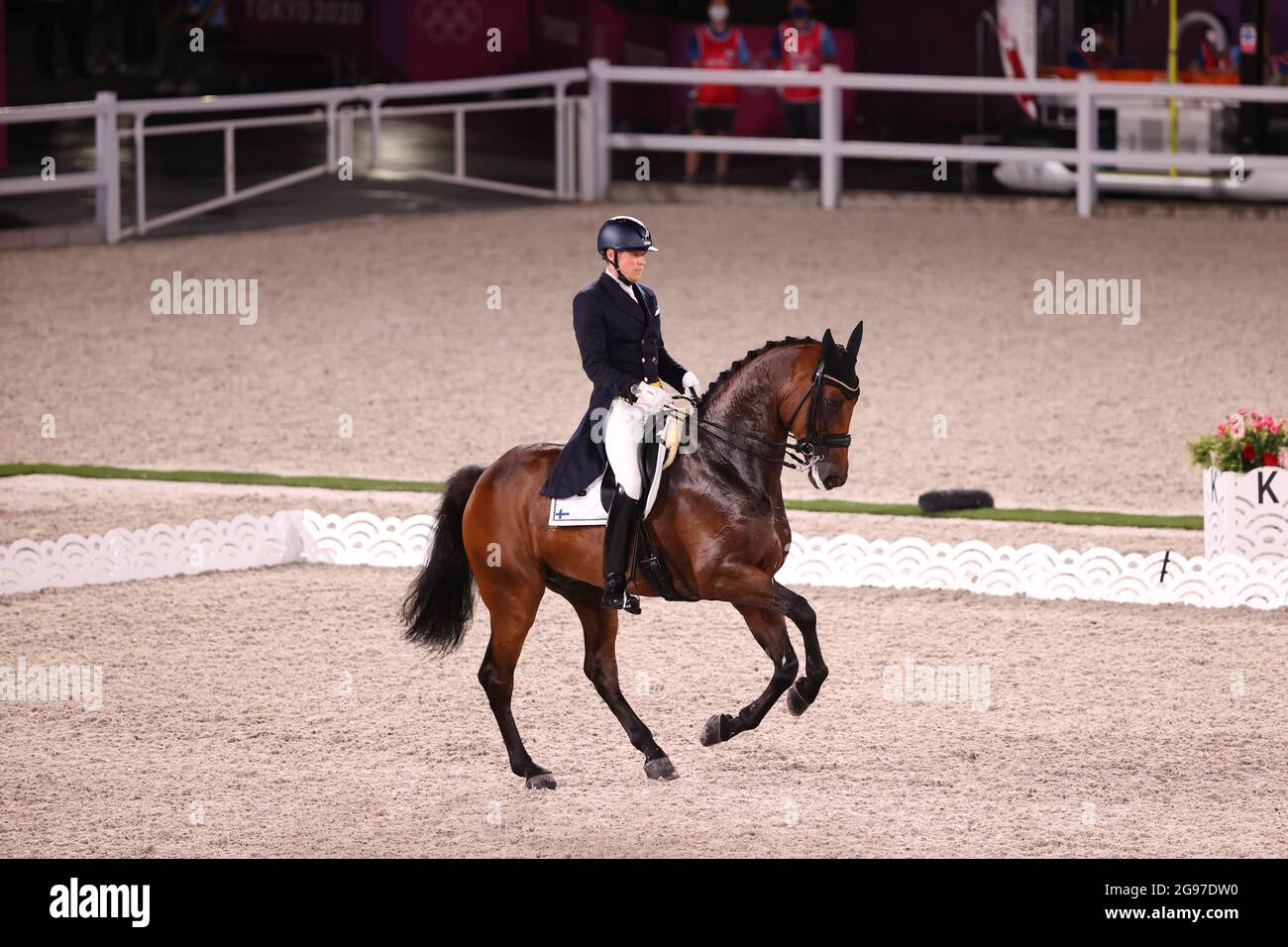 Tokyo, Japan. 24th July, 2021. Henri Ruoste (FIN) riding Kontestro DB ...