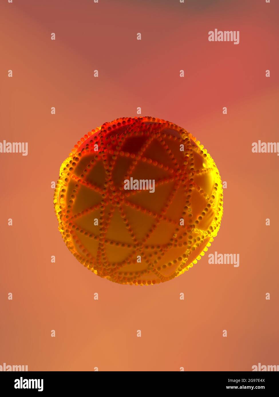 molecular wire sphere in orange light rays. 3d rendering Stock Photo ...