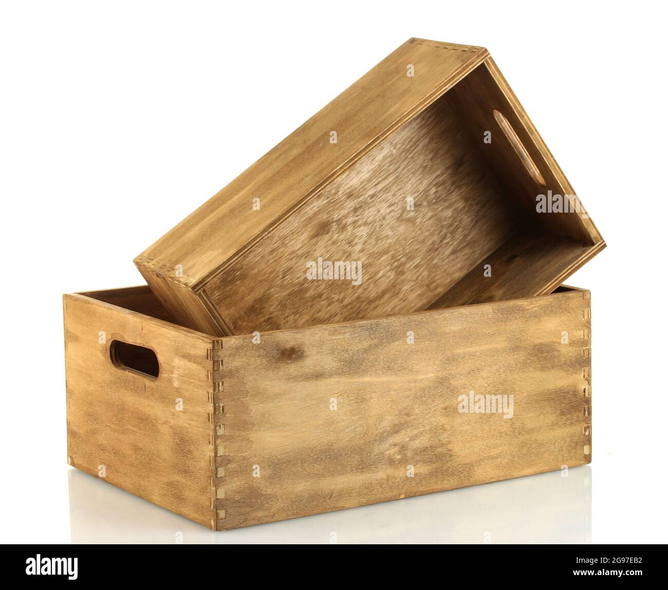 empty wooden crates isolated on white Stock Photo - Alamy