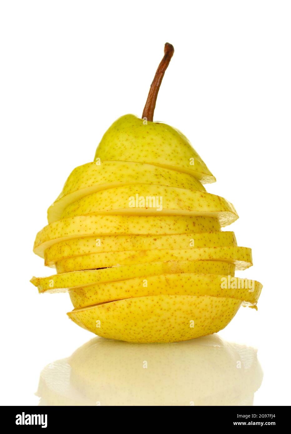 Sliced pear isolated on white background Stock Photo - Alamy