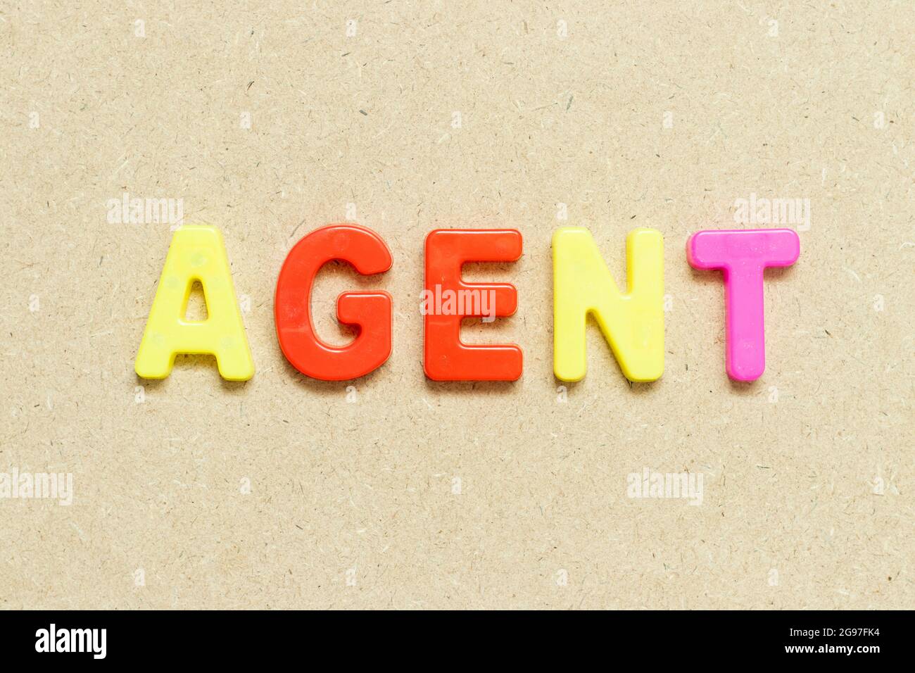 Color alphabet letter with word agent on wood background Stock Photo ...