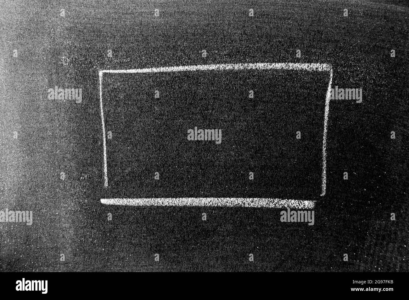 White color chalk hand drawing as square or rectangle shape on ...
