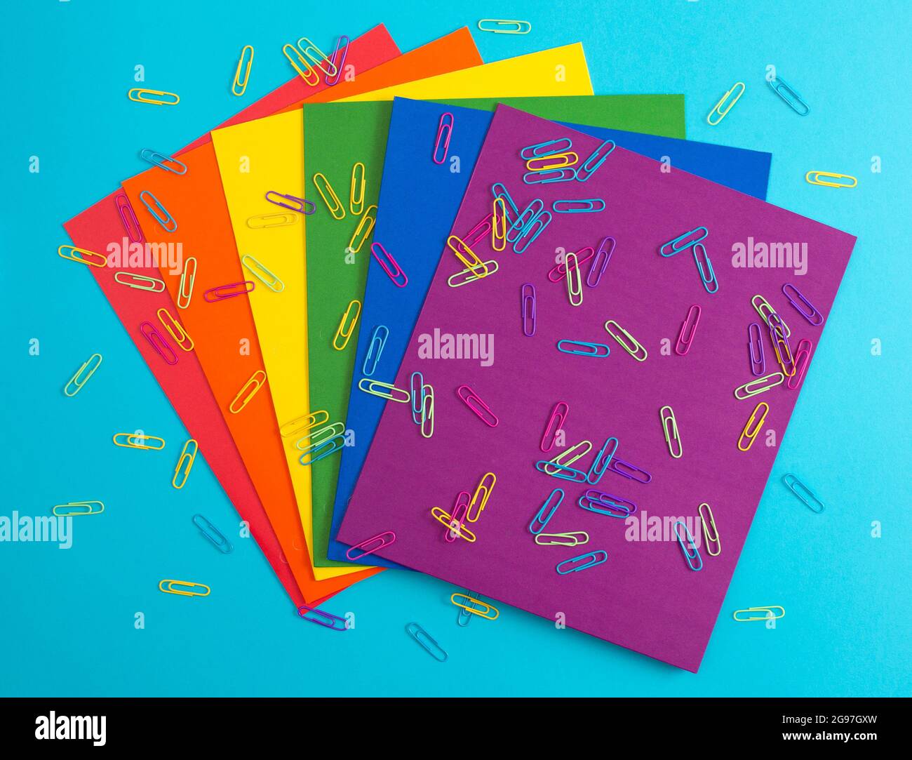 Background of Rainbow Colored School and Office Supplies Stock Photo ...