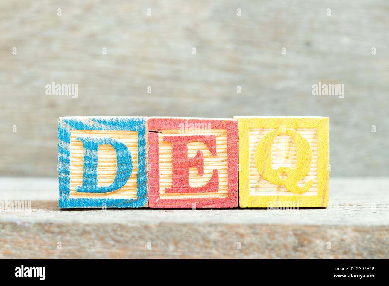 Color alphabet letter block in word DEQ (Abbreviation of Delivered Ex ...
