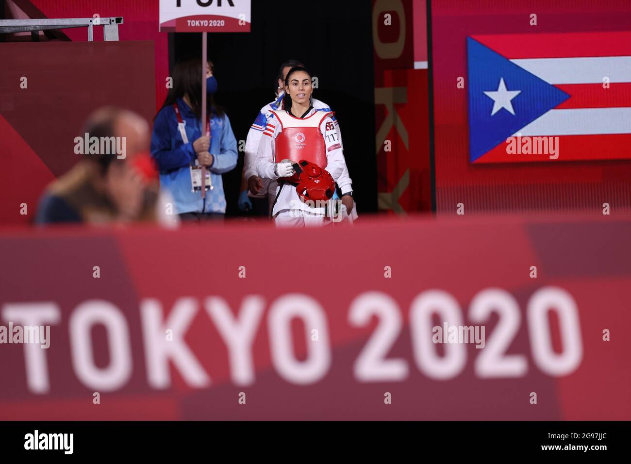 Chiba, Japan. 24th July, 2021. Abishag Semberg (ISR) (blue) vs Victoria ...