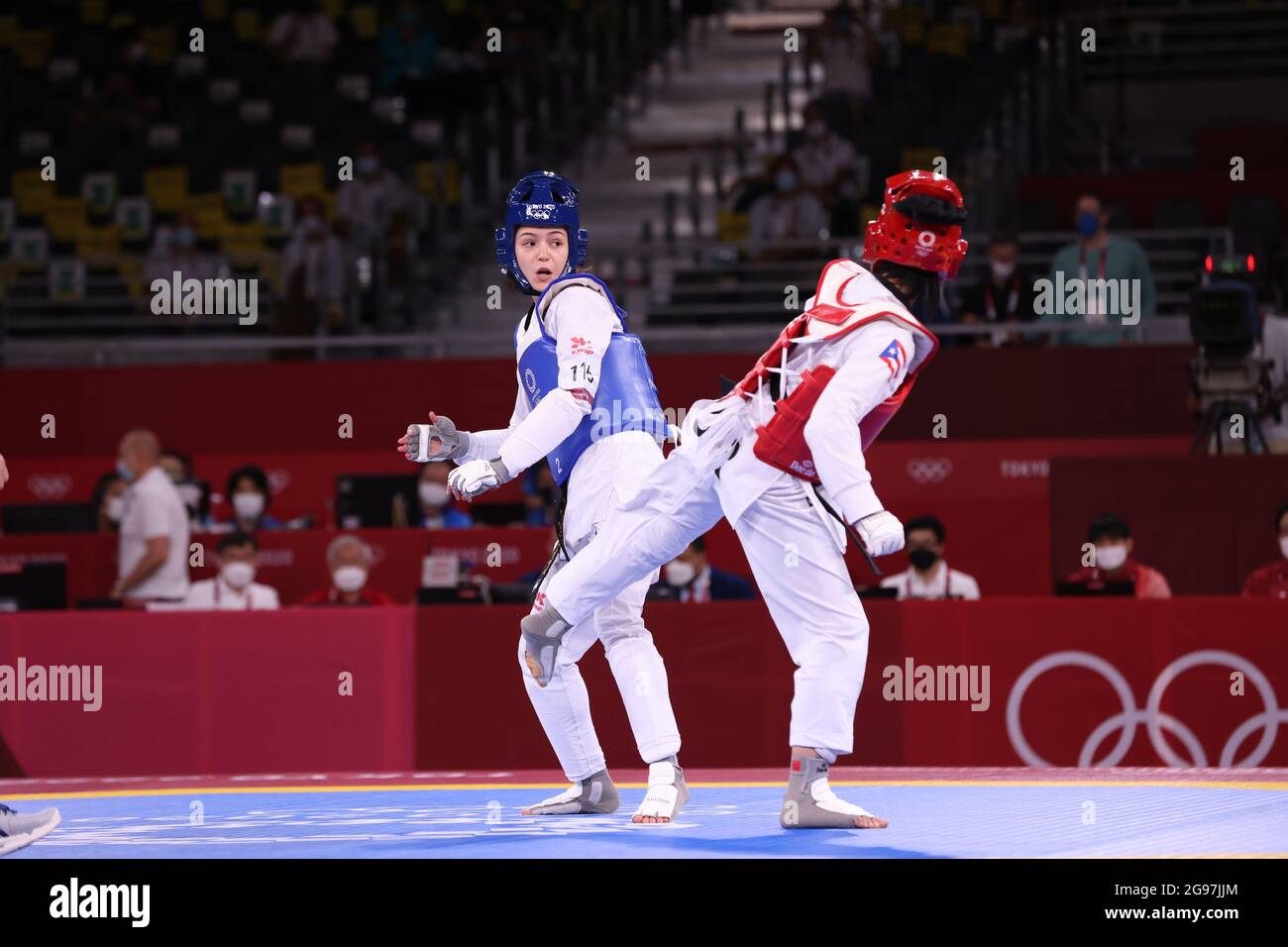 Chiba, Japan. 24th July, 2021. Abishag Semberg (ISR) (blue) vs Victoria ...