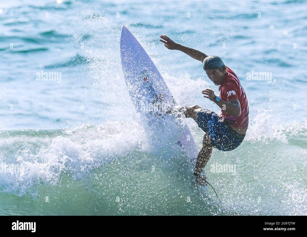 Japanese surfer Kanoa Igarashi competes in a first-round heat at the ...