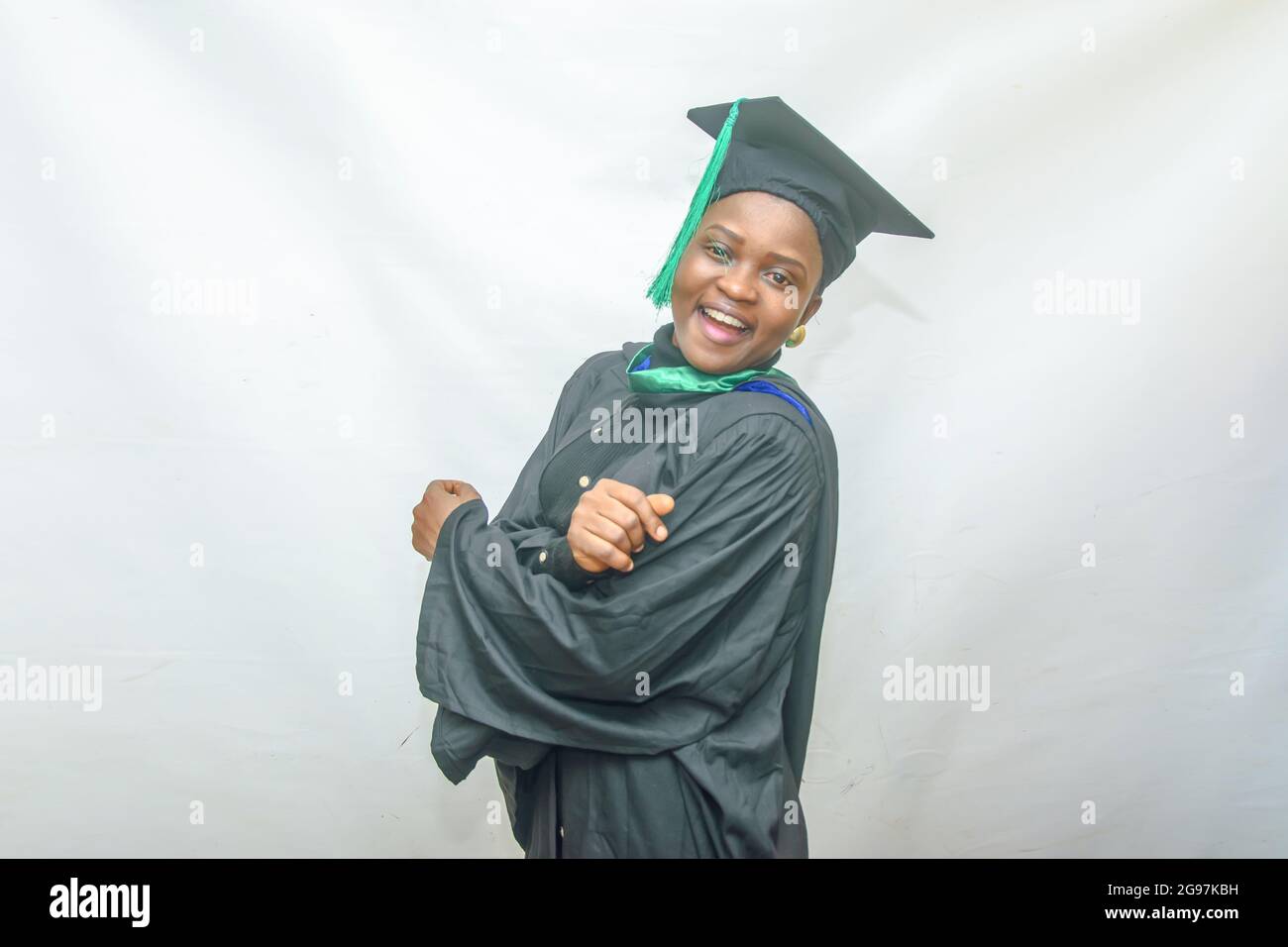 Stock photo of an African female graduand or graduating students moving ...