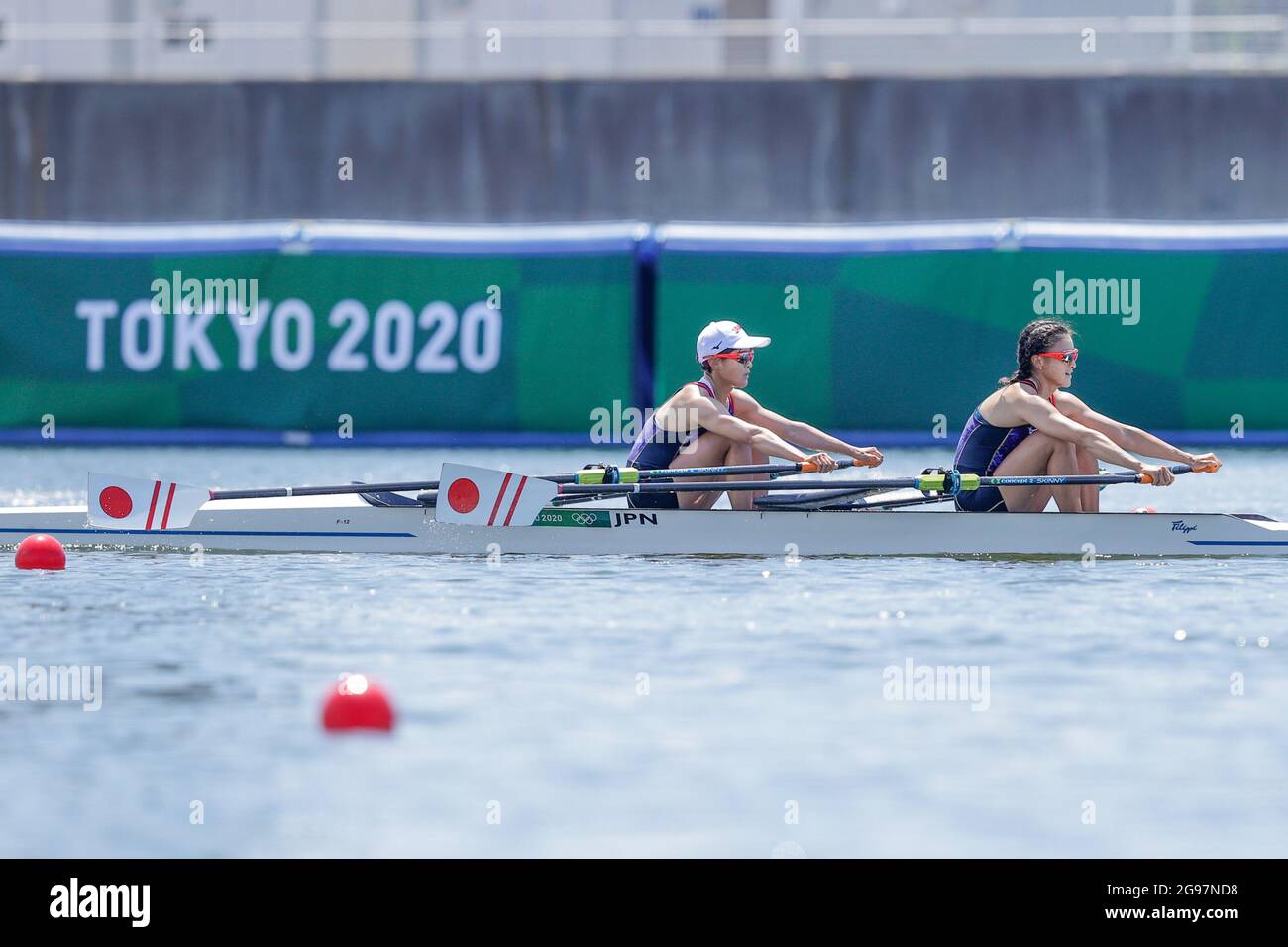 TOKYO, JAPAN - JULY 25: Chiaki Tomita of Japan and Ayami Oishi of Japan ...