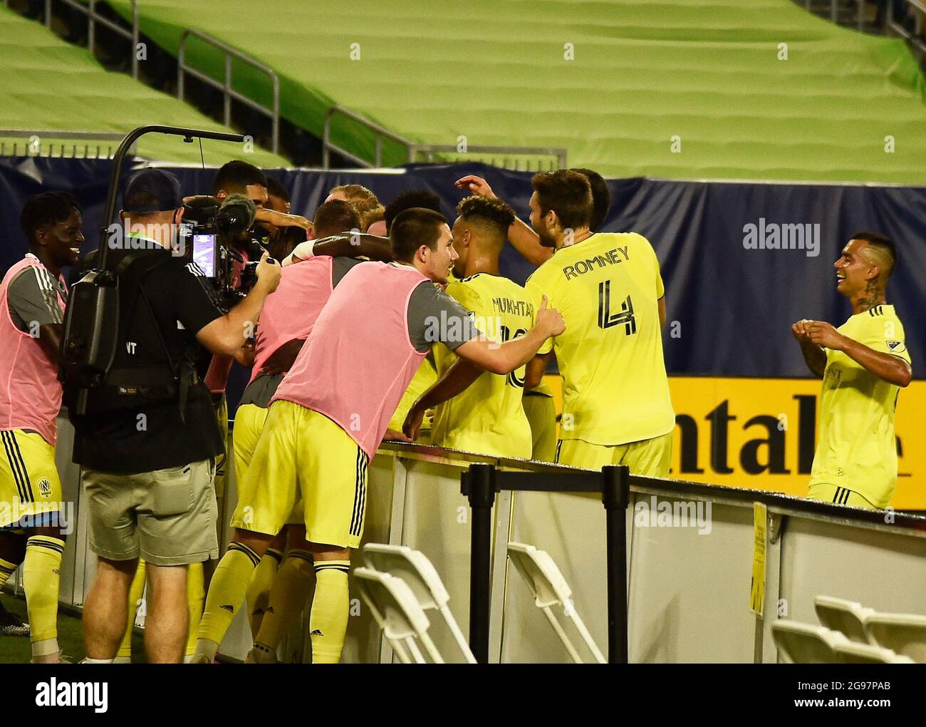 July 24, 2021: Nashville SC forward C.J. Sapong (17) celebrates with ...