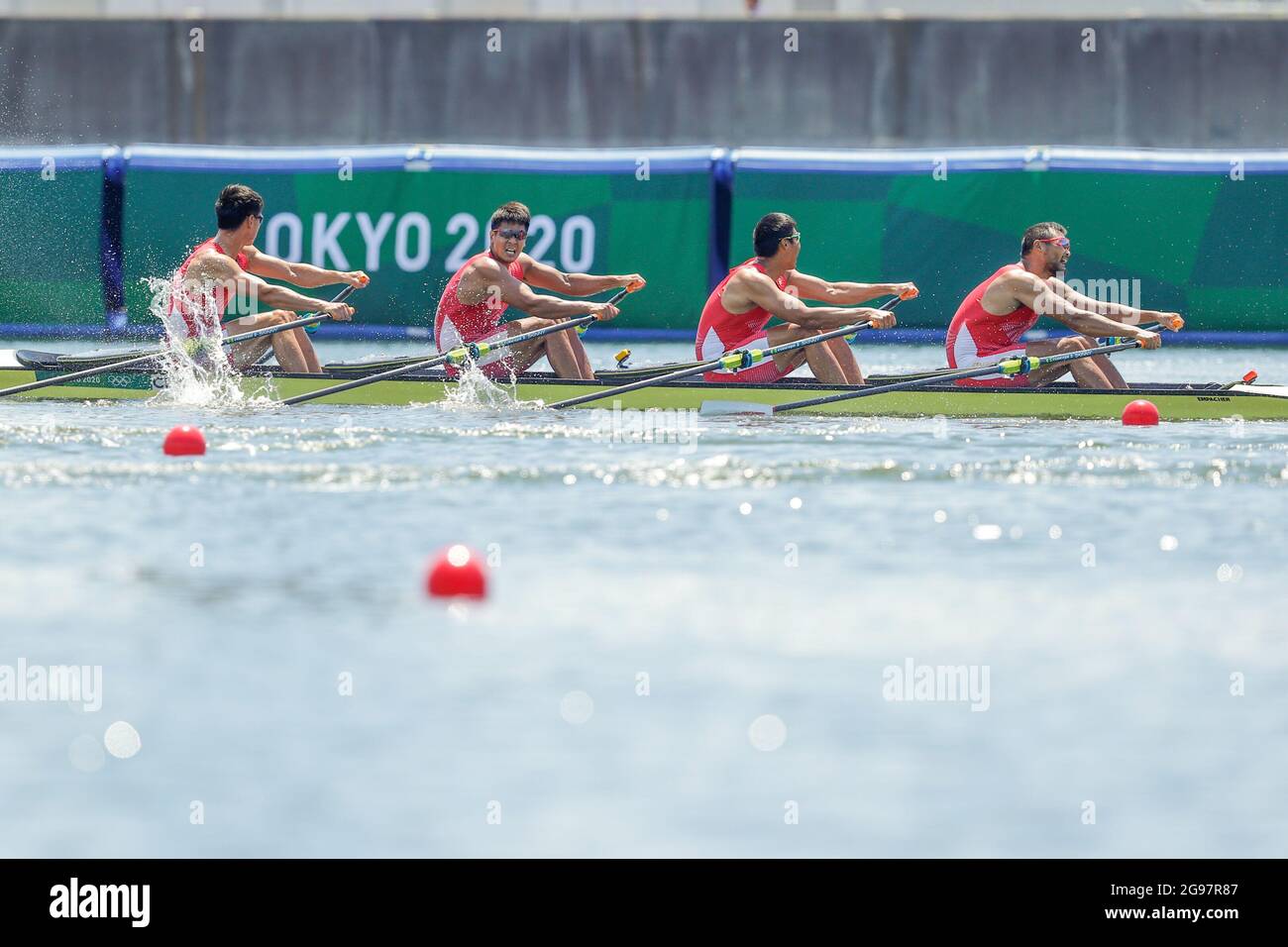 TOKYO, JAPAN - JULY 25: Xudi Yi, Ha Zang, Dang Liu and Quan Zhang of ...