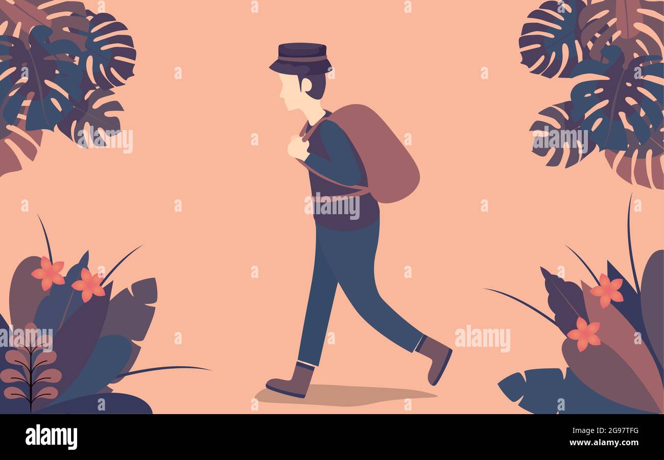 man walking in the forest in flat design Stock Vector Image & Art - Alamy