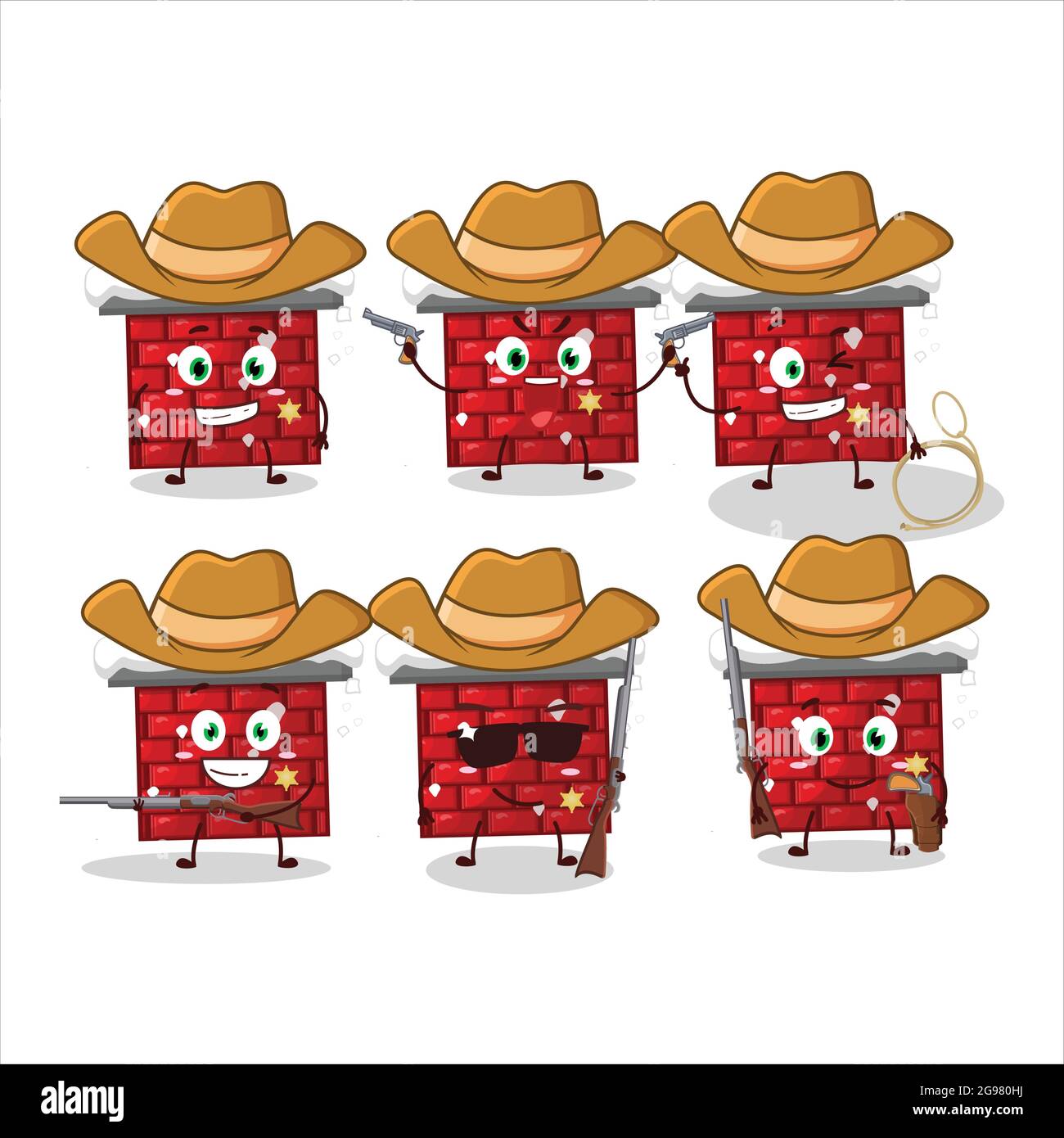 Cool cowboy chimney cartoon character with a cute hat. Vector ...
