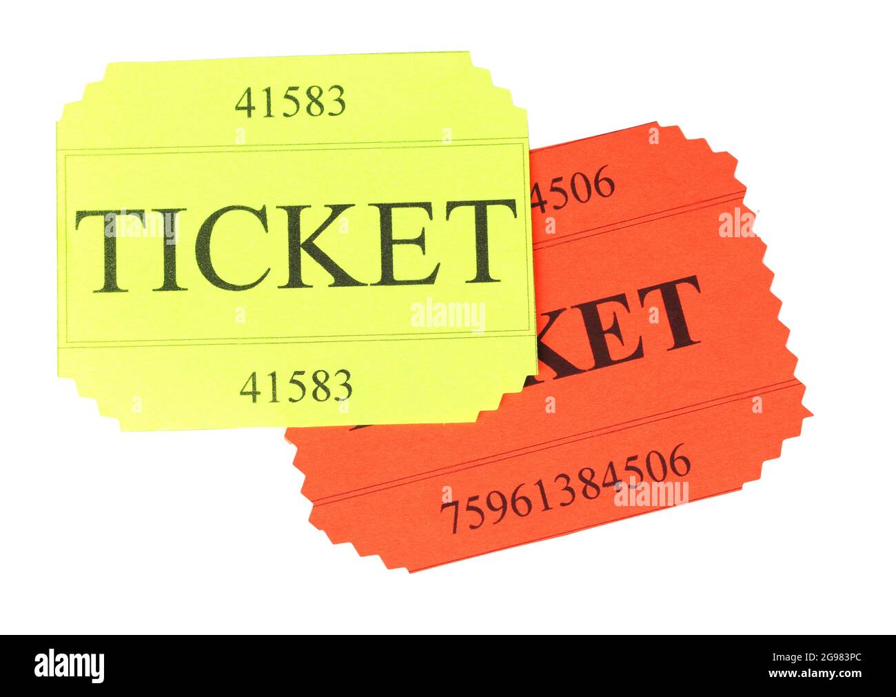 Colorful tickets isolated on white Stock Photo - Alamy