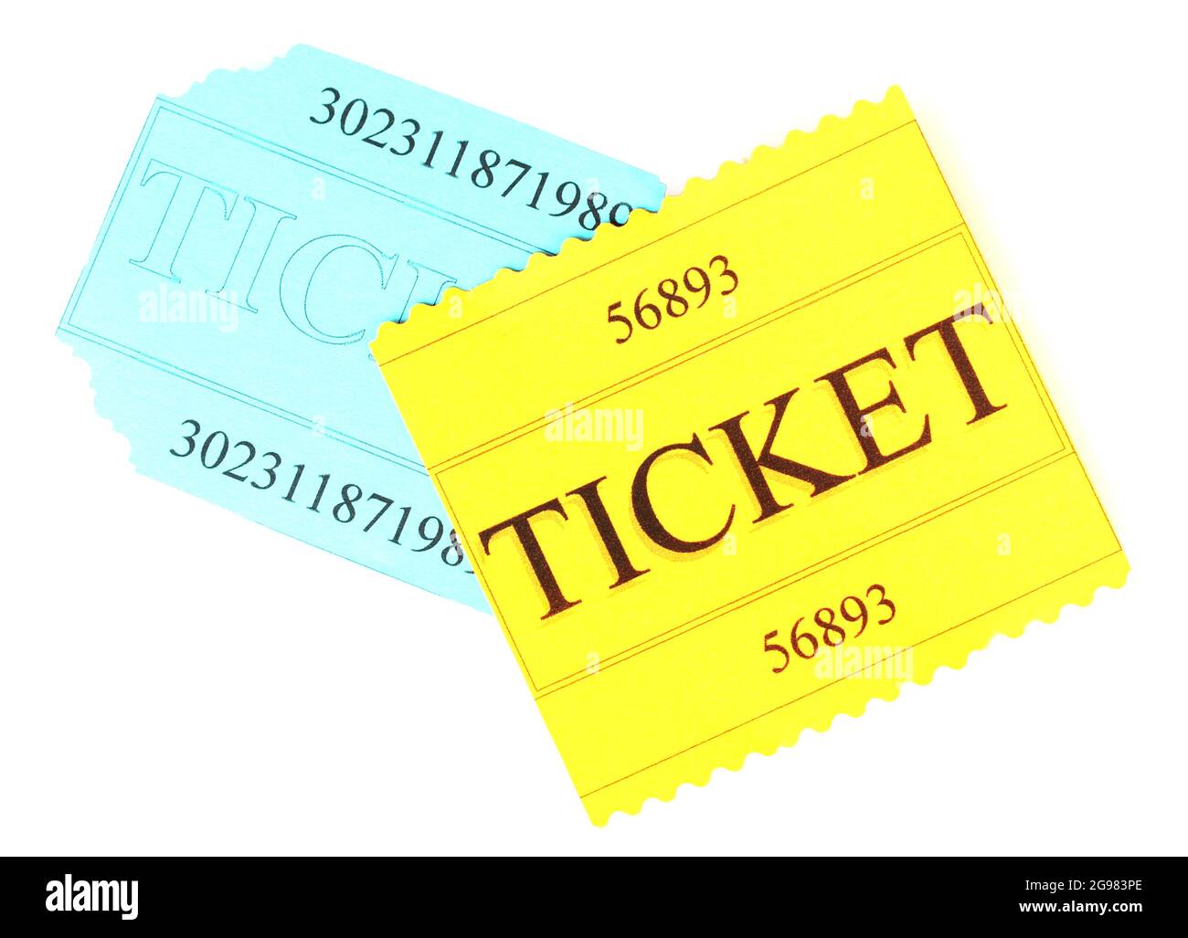 Colorful tickets isolated on white Stock Photo - Alamy