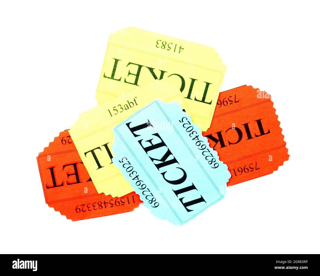 Colorful tickets isolated on white Stock Photo - Alamy