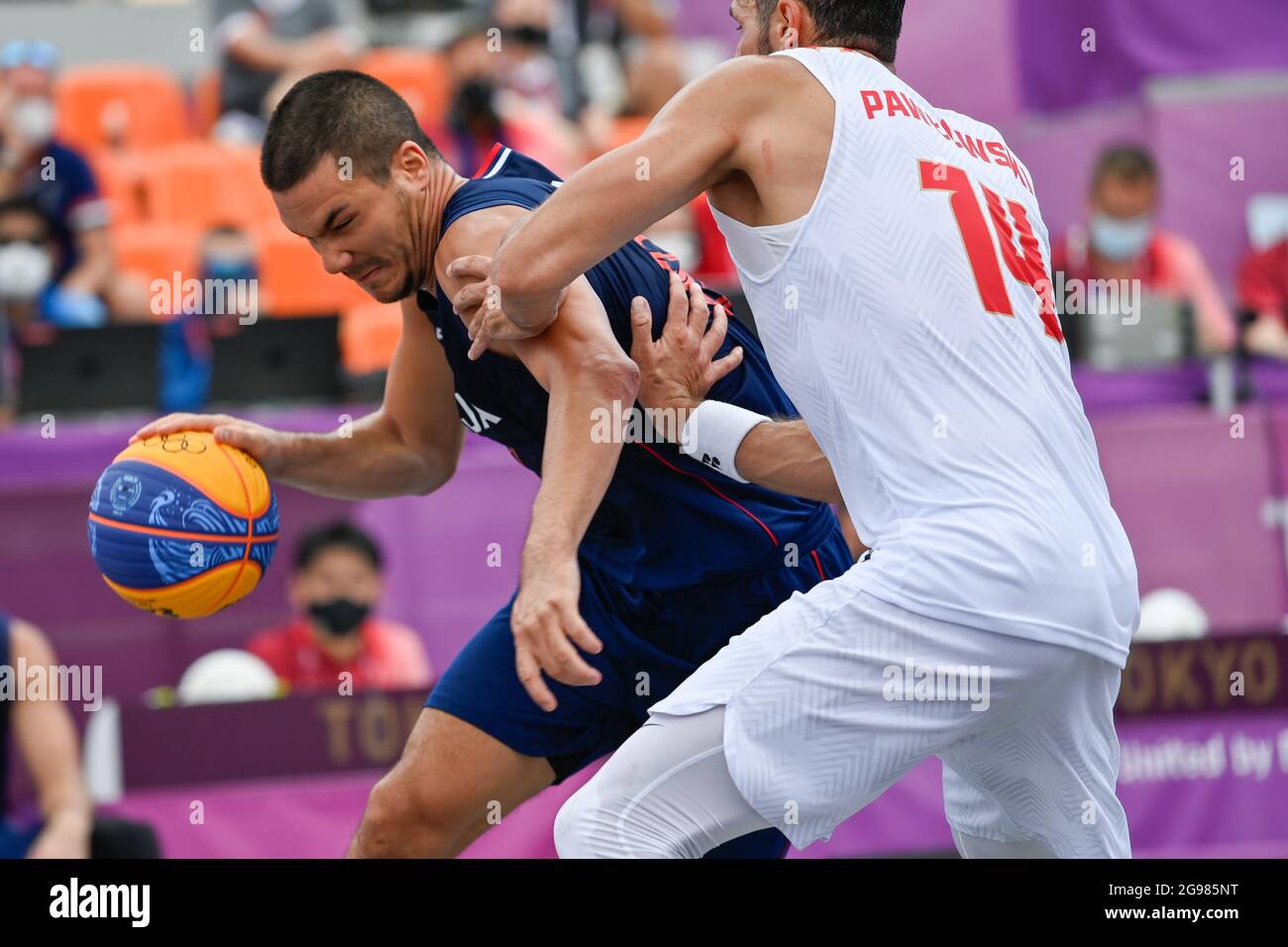 Tokyo, Japan. 25th July, 2021. Mihailo Vasic of Serbia (L) competes ...