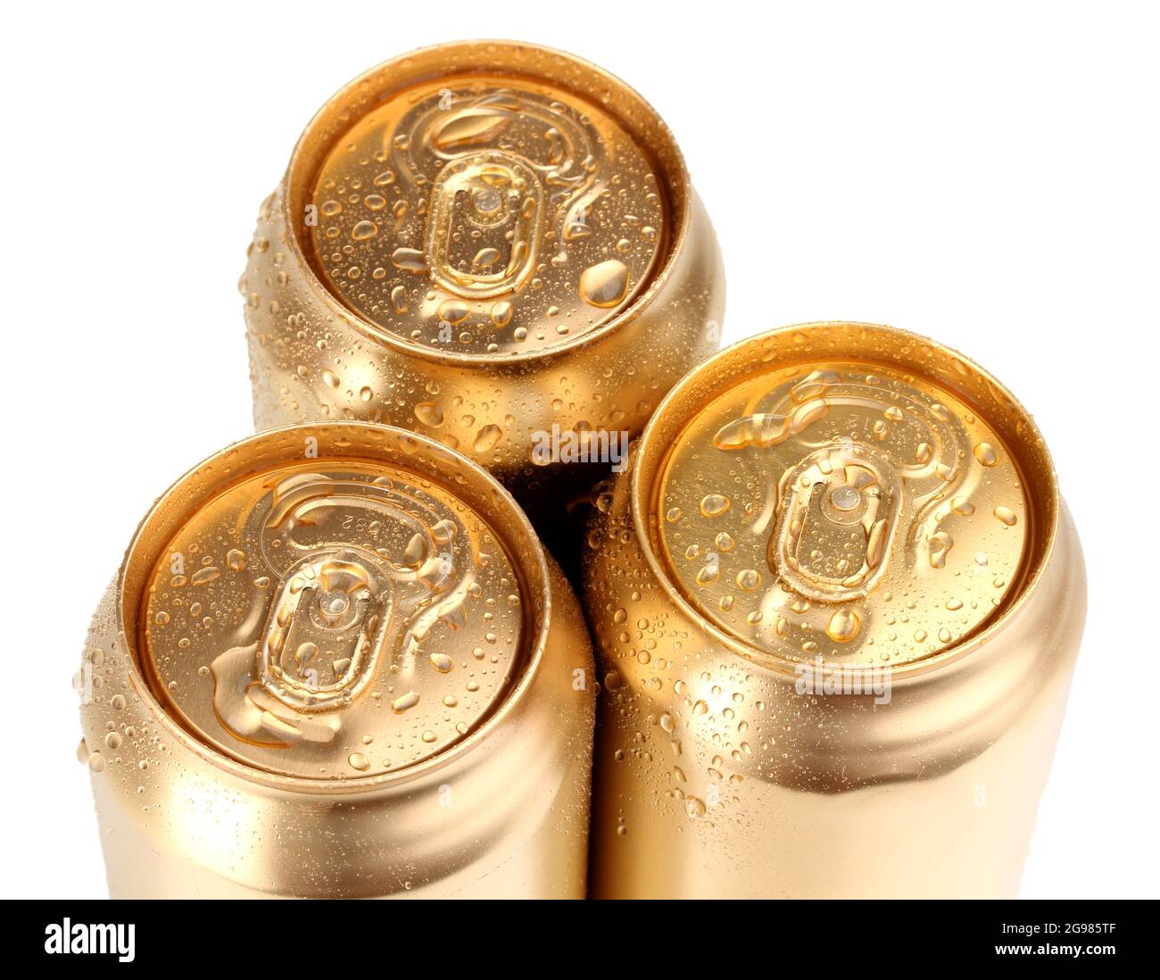 golden cans isolated on white Stock Photo - Alamy