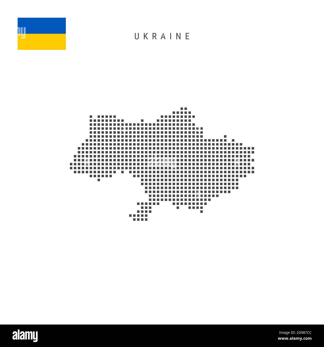 Square dots pattern map of Ukraine. Ukrainian dotted pixel map with national flag isolated on ...