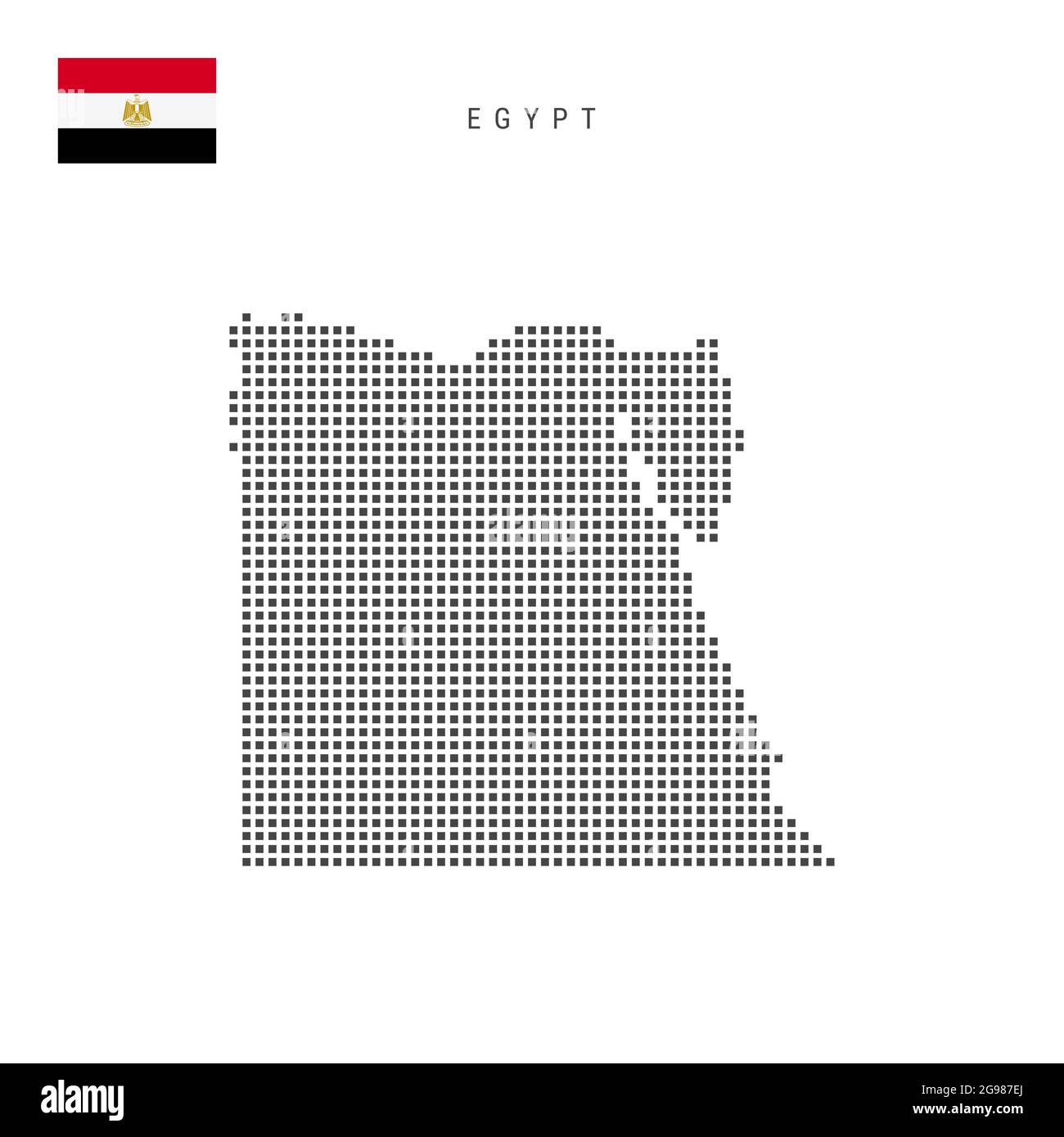 Square dots pattern map of Egypt. Egyptian dotted pixel map with ...