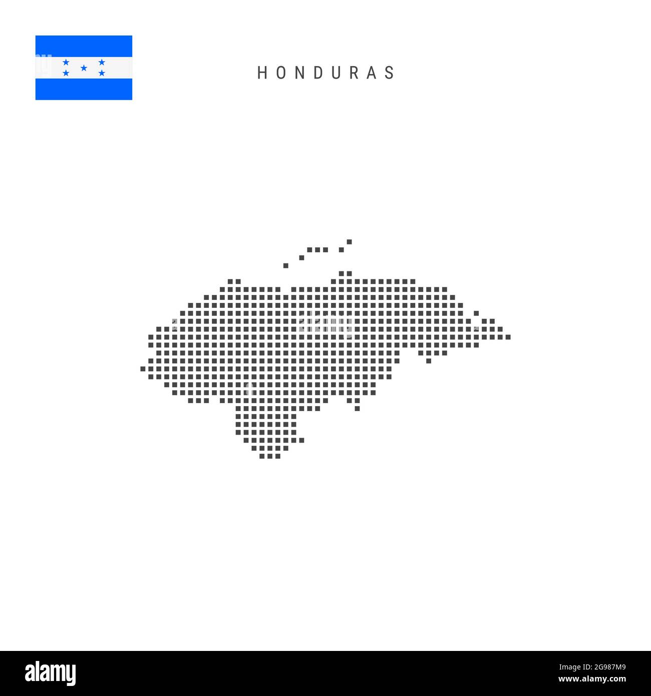 Square dots pattern map of Honduras. Honduran dotted pixel map with ...