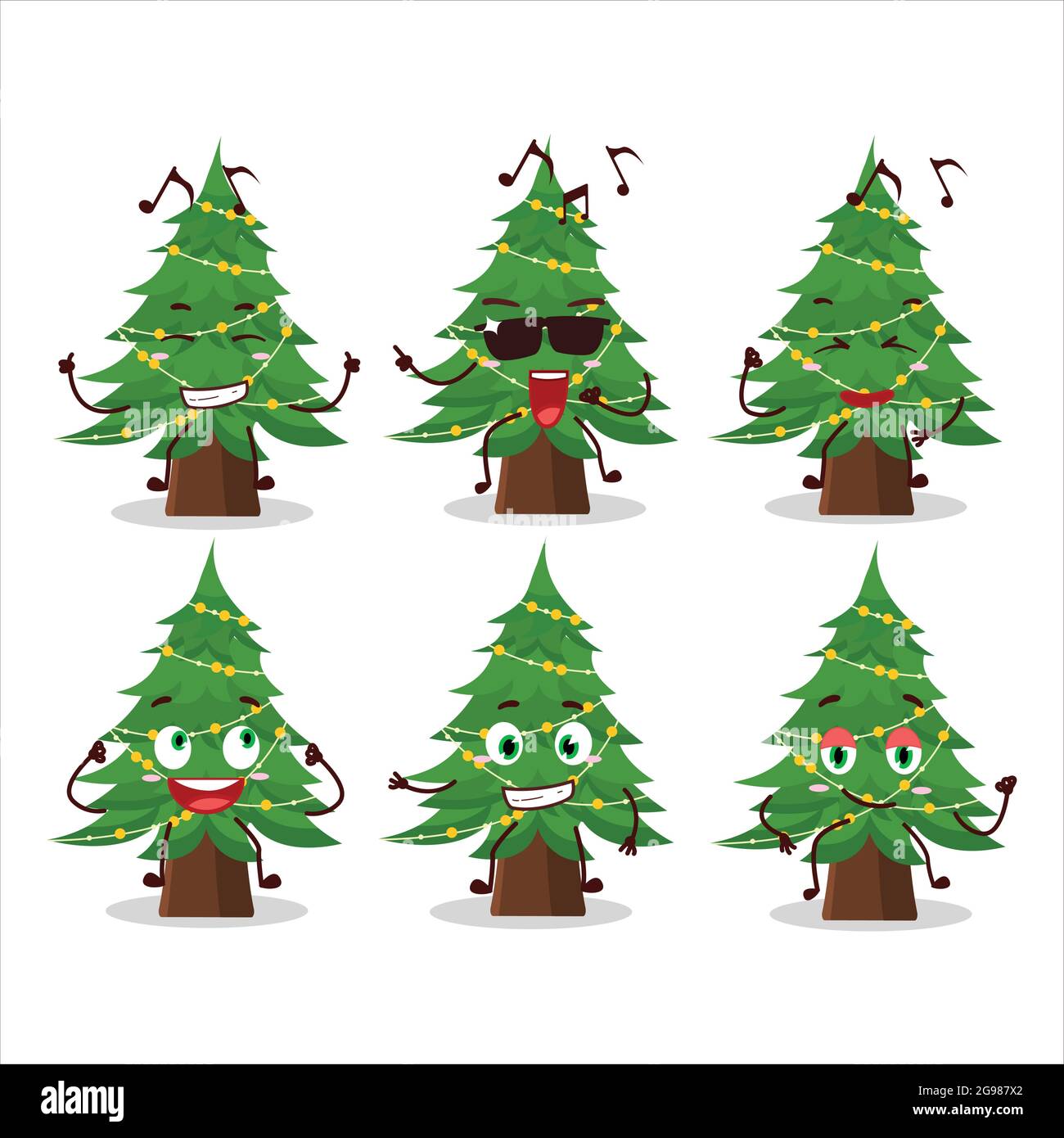 An image of christmas tree dancer cartoon character enjoying the music ...