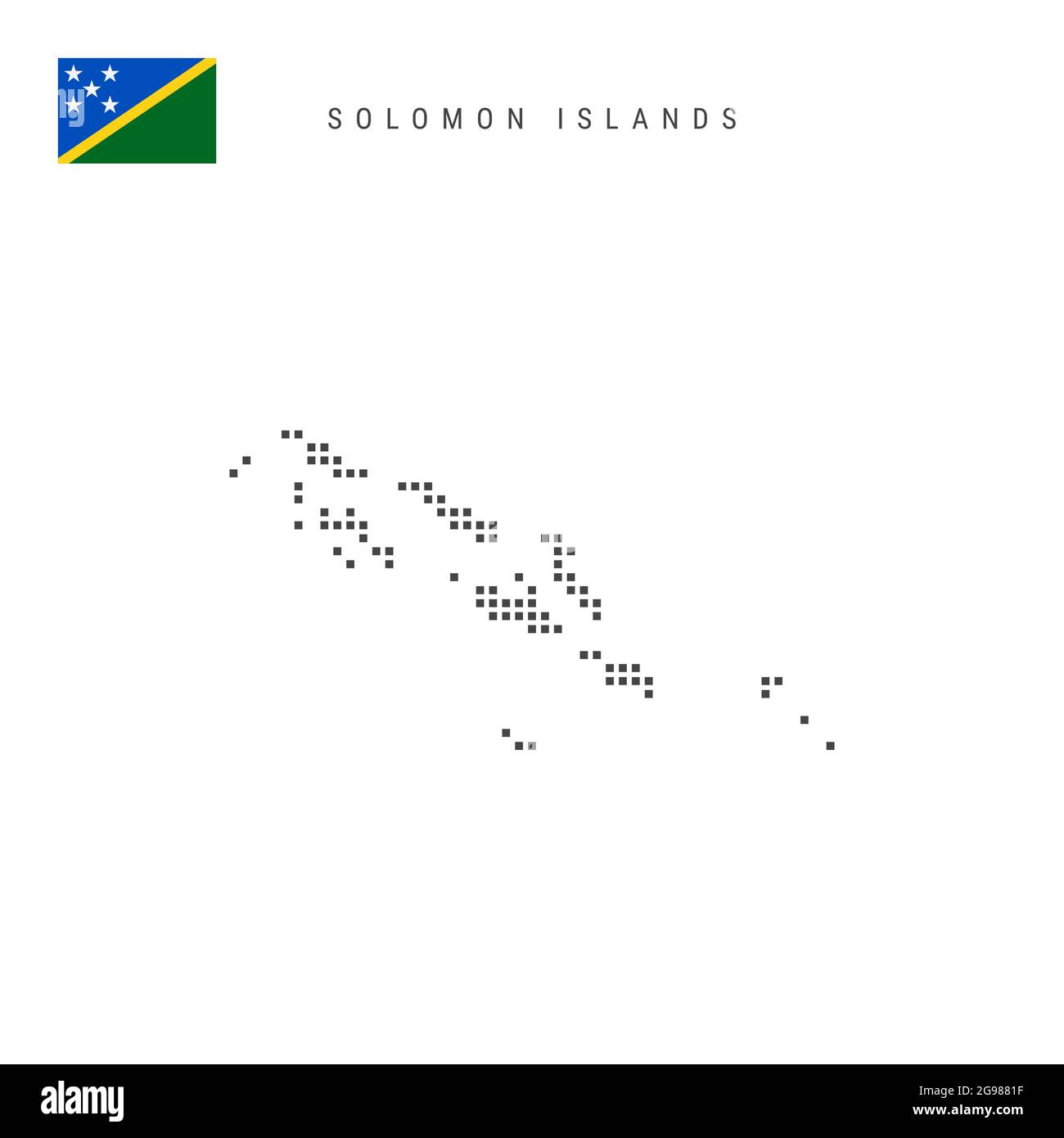 Square dots pattern map of Solomon Islands. Solomon Islands dotted ...