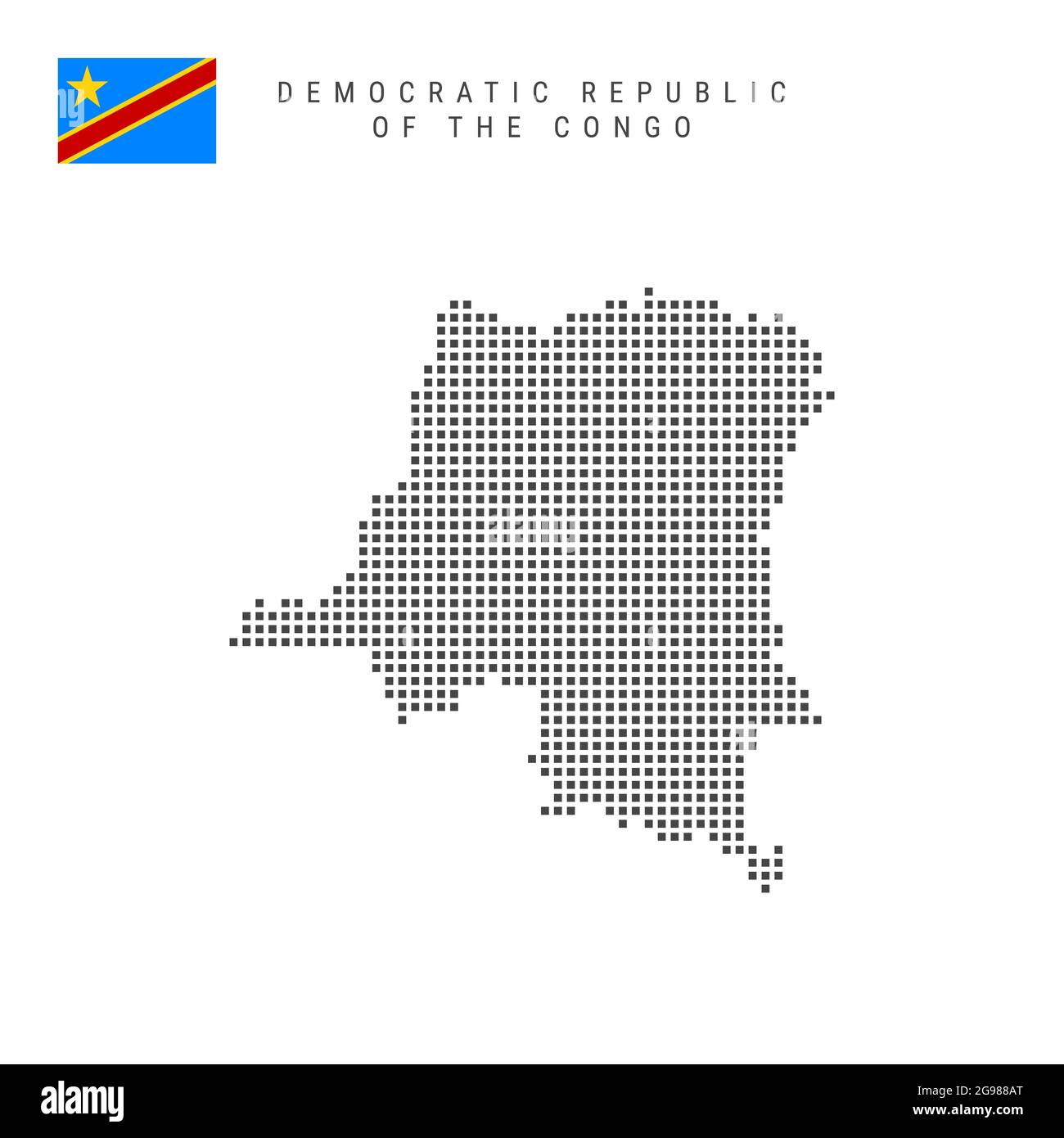Map Of Democratic Republic Of Congo With Flag Vector Illustration Hi