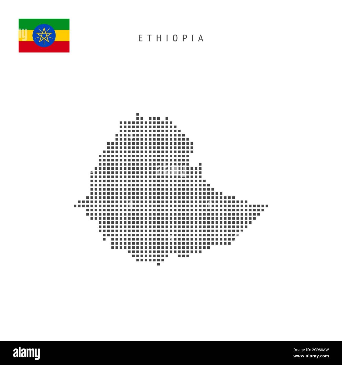 Square dots pattern map of Ethiopia. Ethiopian dotted pixel map with ...