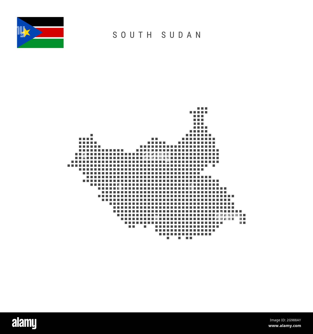 Square dots pattern map of South Sudan. South Sudanese dotted pixel map ...