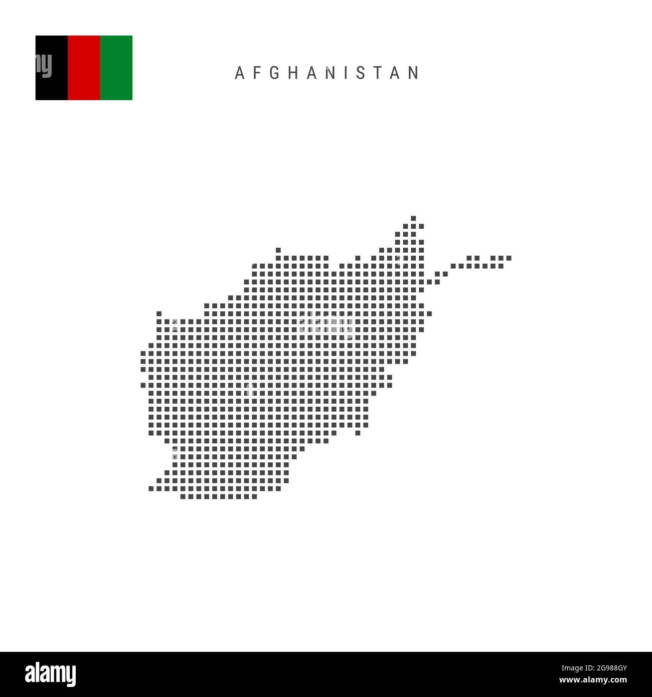 Square dots pattern map of Afghanistan. Afghan dotted pixel map with ...