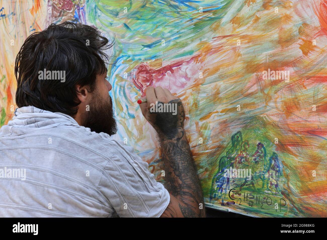 SOHO, New York, USA, July 24, 2021 - Artist During the Halloween ...