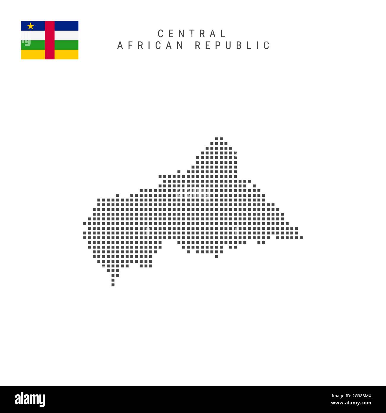 Square dots pattern map of Central African Republic. CAR dotted pixel map with national flag ...