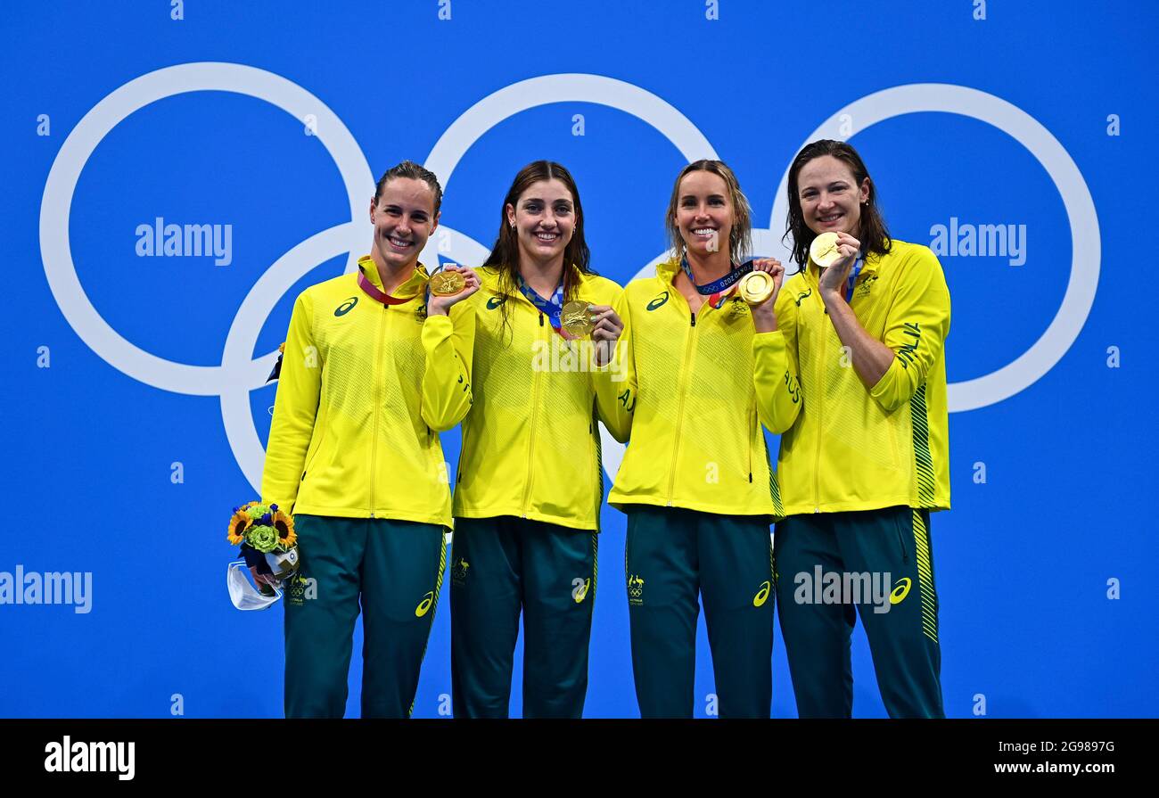 Tokyo, Japan. 25th July, 2021. Members of champion team Australia ...