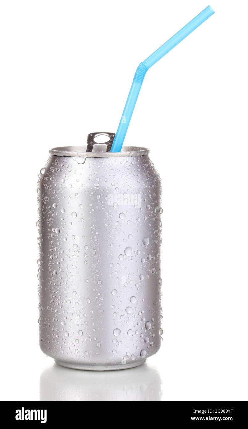 Open aluminum can isolated on white Stock Photo - Alamy