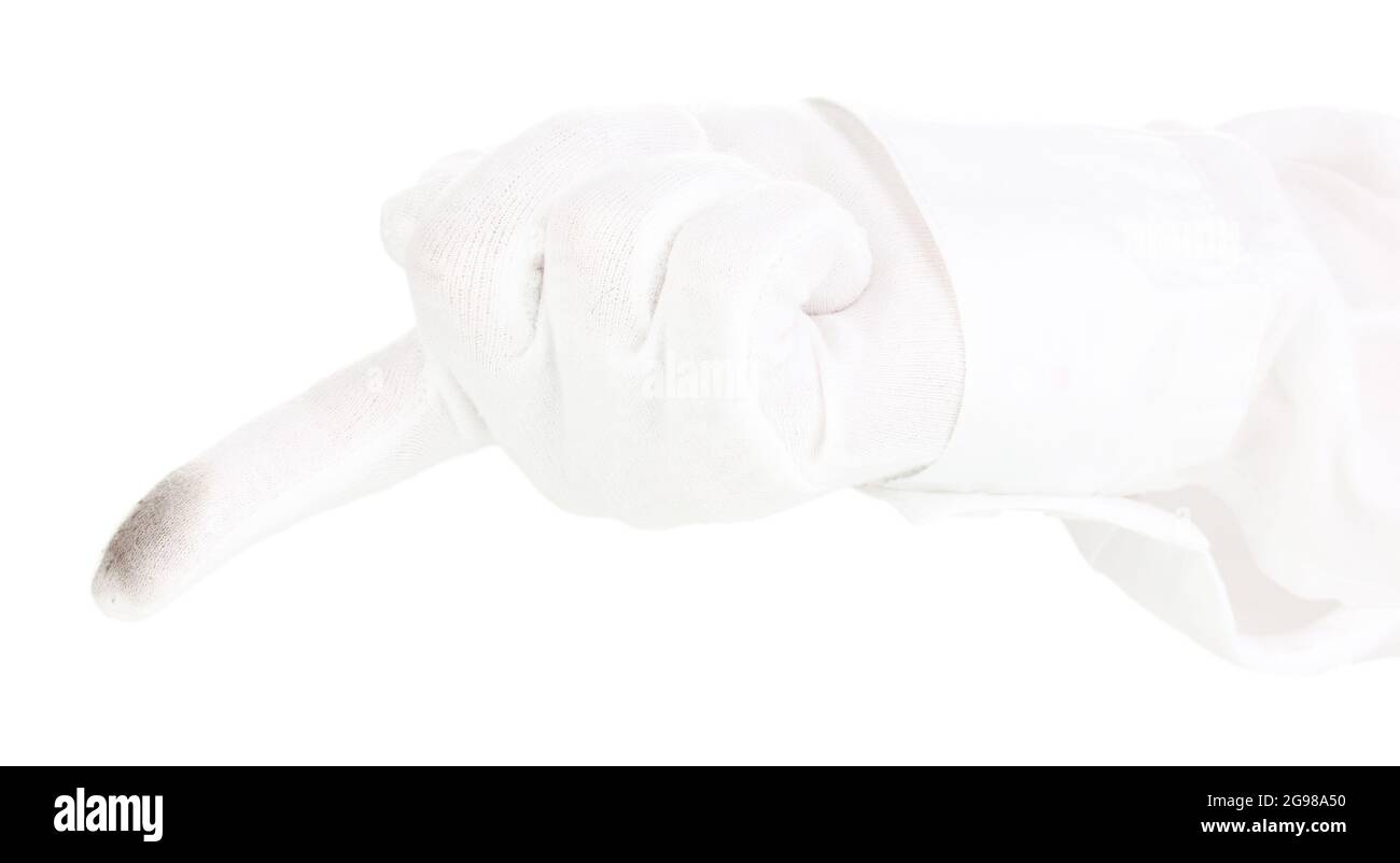 Auditor hand checking cleanliness isolated on white Stock Photo - Alamy