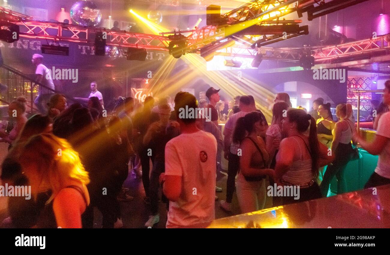 Henstedt Ulzburg, Germany. 24th July, 2021. Visitors dance at the Joy ...