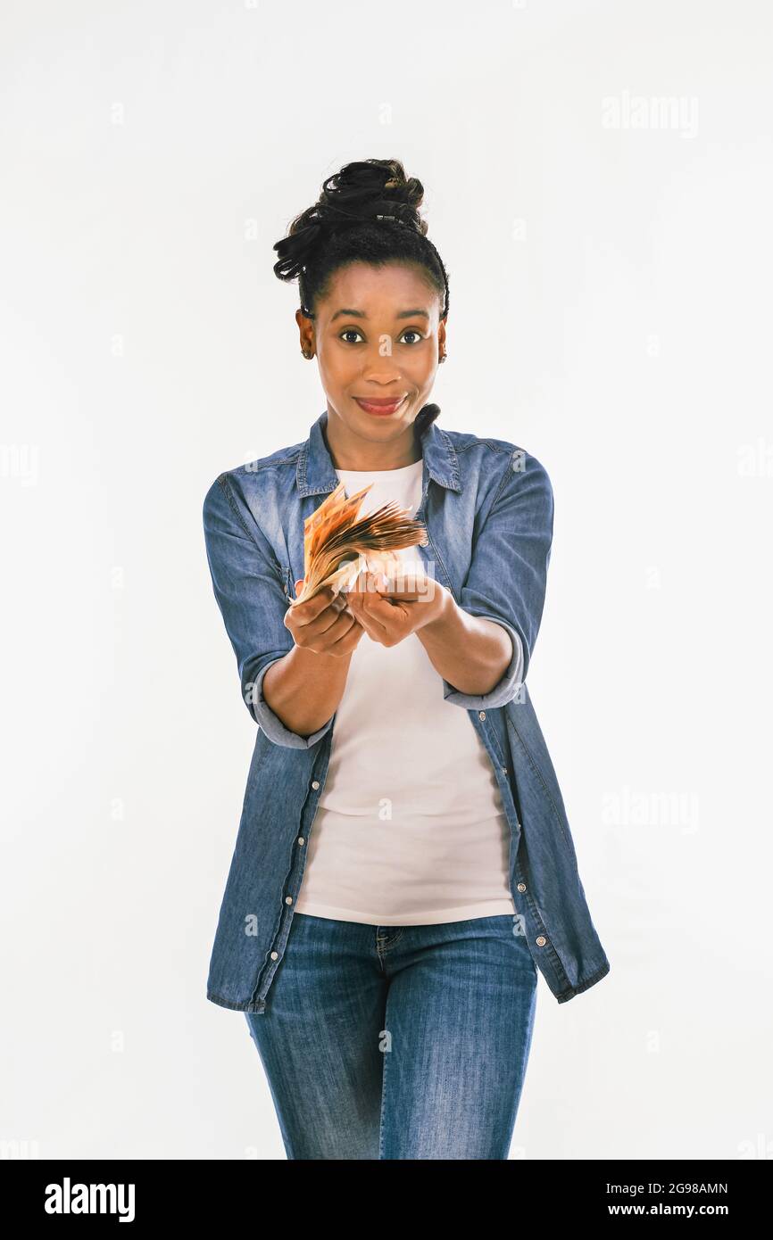 African american woman counting money hi-res stock photography and ...