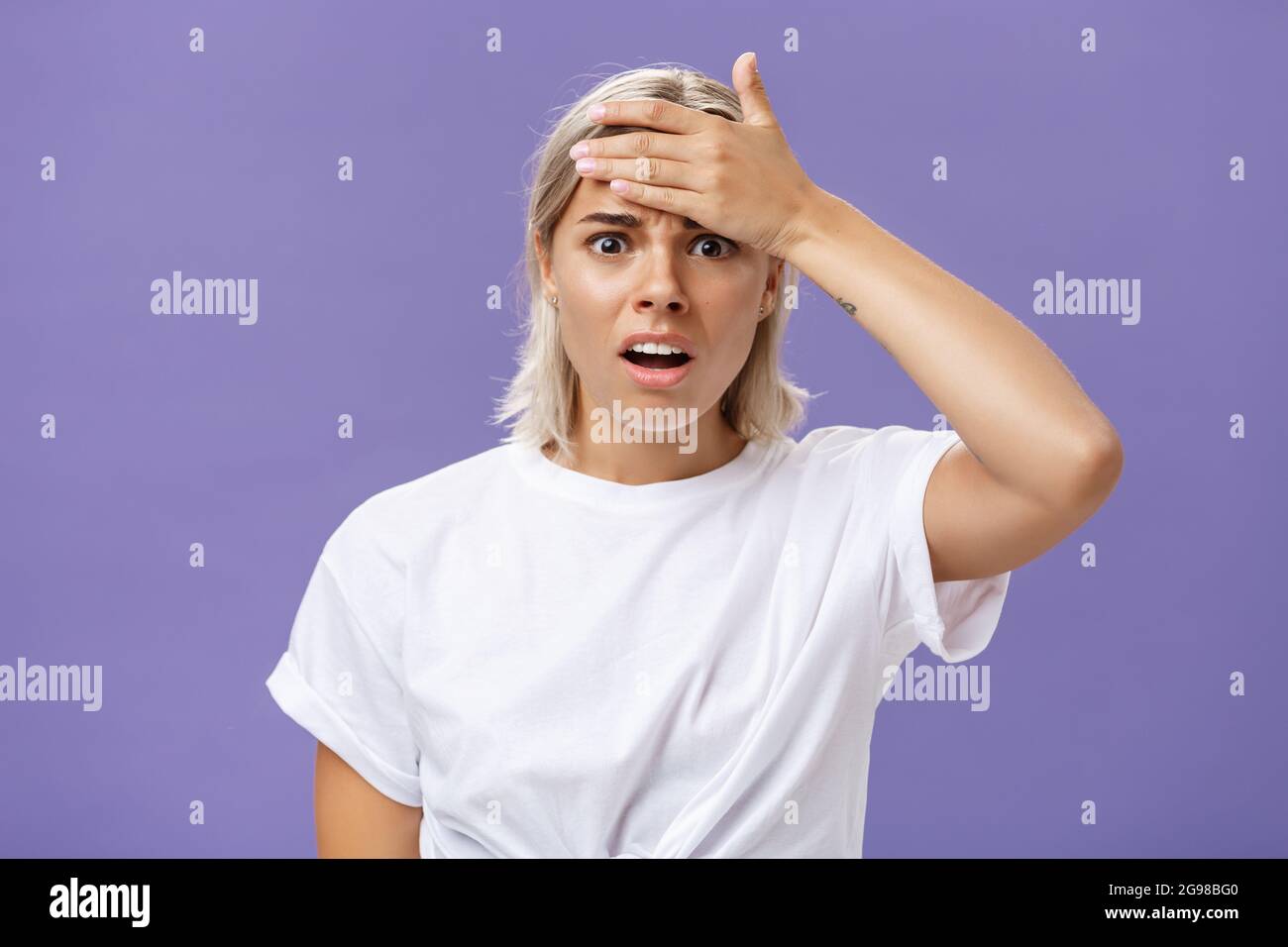 Girl totally forgot about important meeting feeling troubled. Concerned ...