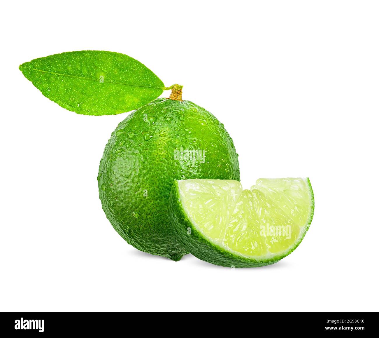 Lime and sliced with water drop isolated on white. lime clipping path ...