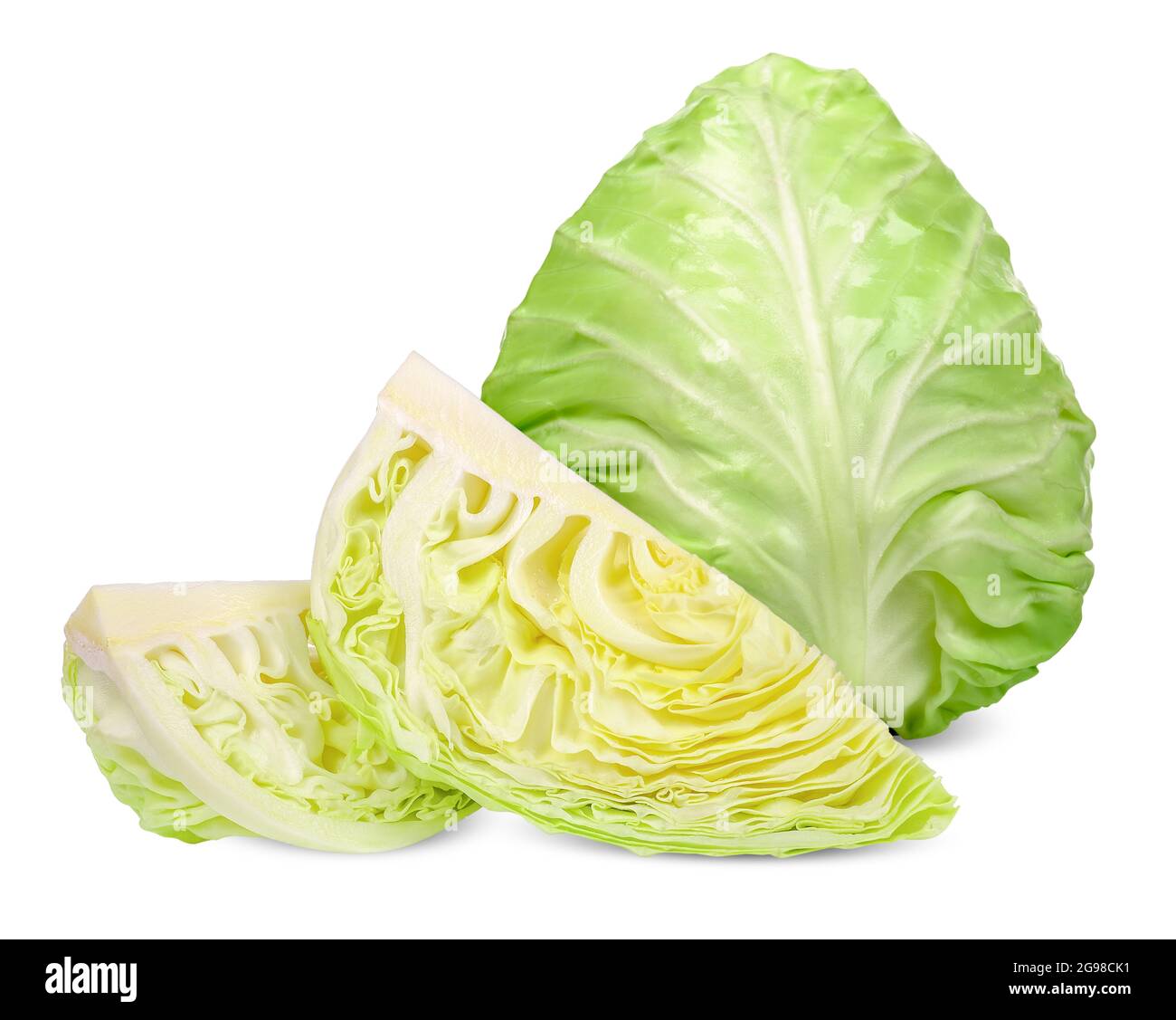 Cabbage and sliced isolated on white background. cabbage clipping path ...